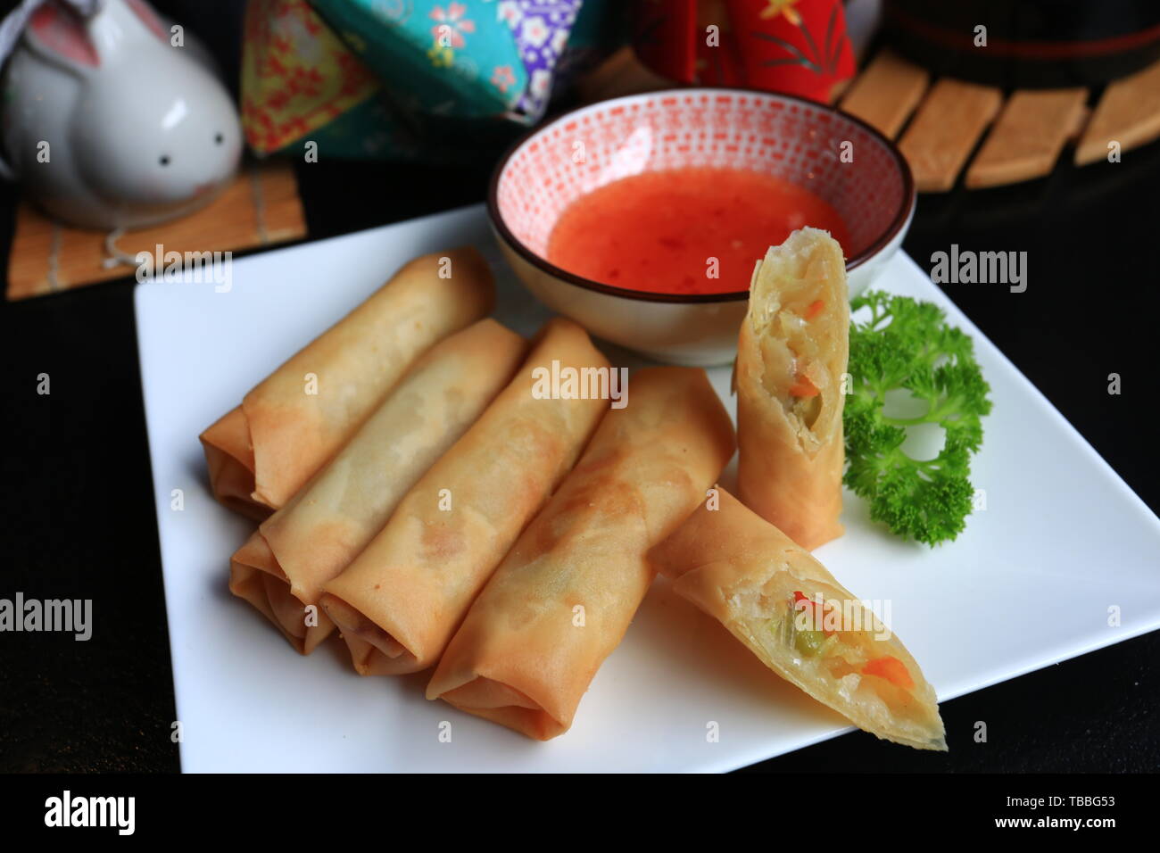 Japanese-style fried spring rolls Stock Photo - Alamy