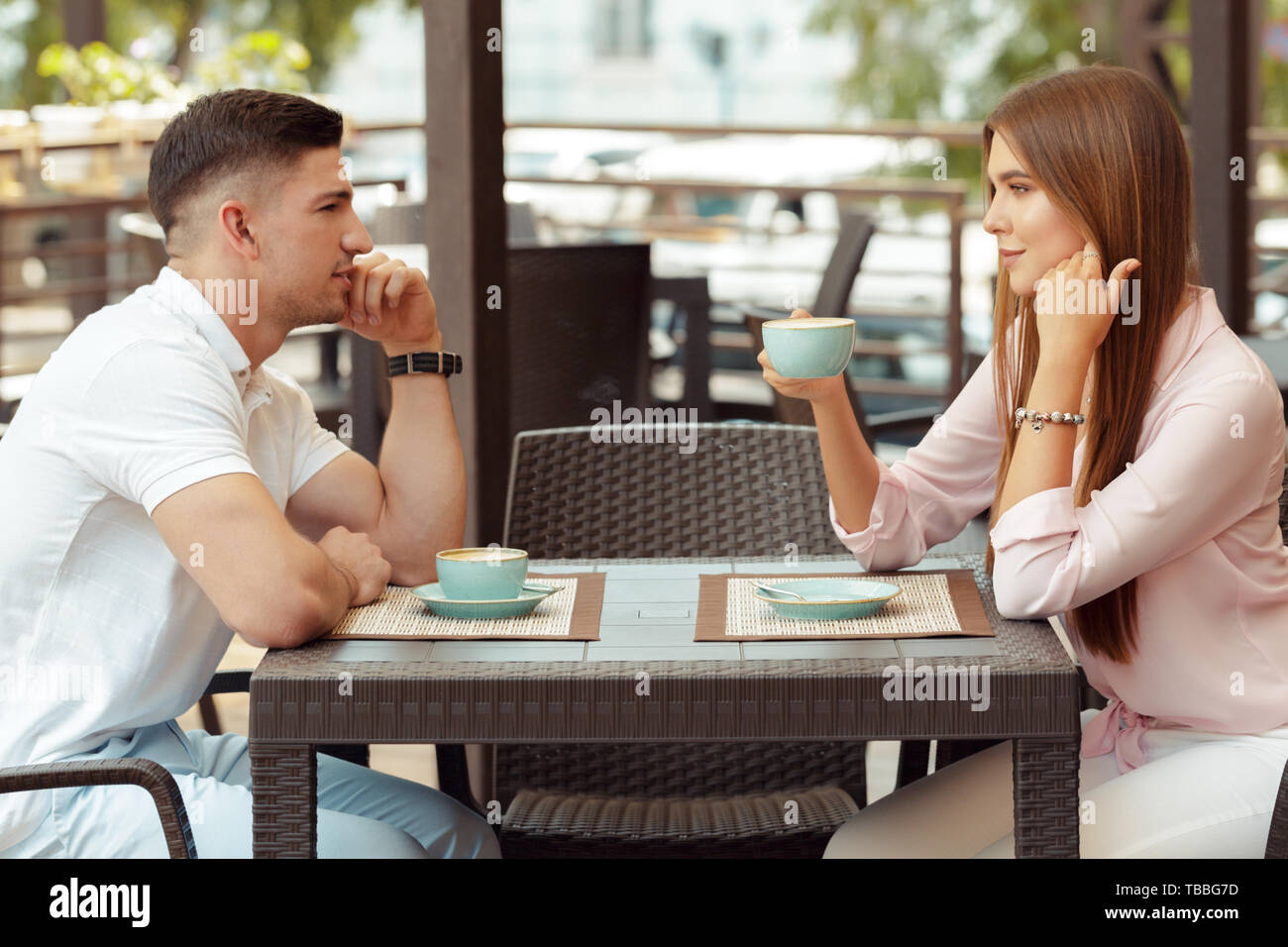 Two people in cafe enjoying the time spending with each other Stock ...