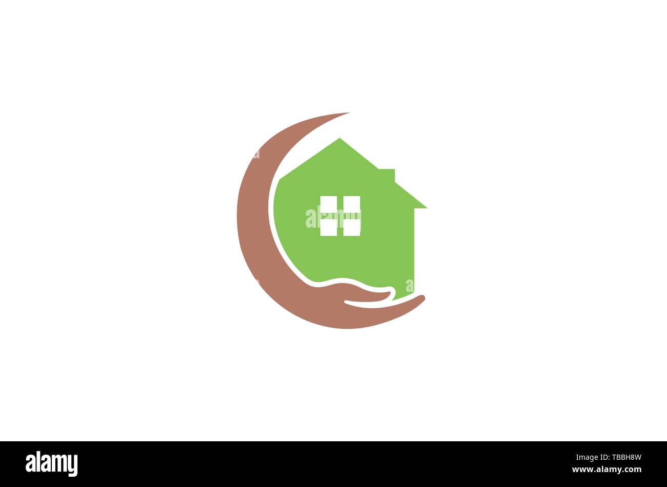 Creative Green House Hand Protection Logo Design Symbol Vector ...