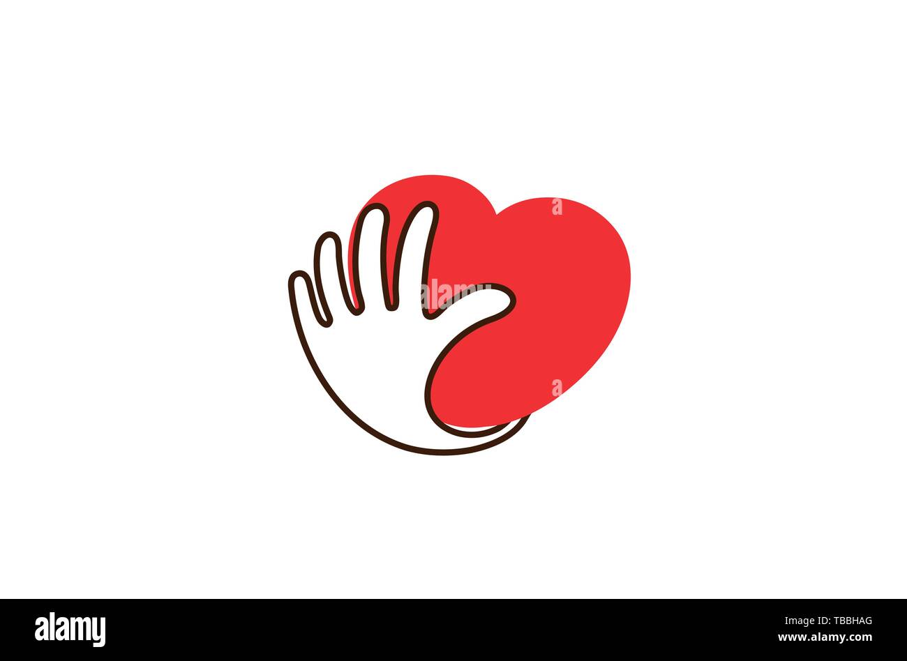 Creative Heart Love Hand Palm Protection Safety Logo Design Symbol ...