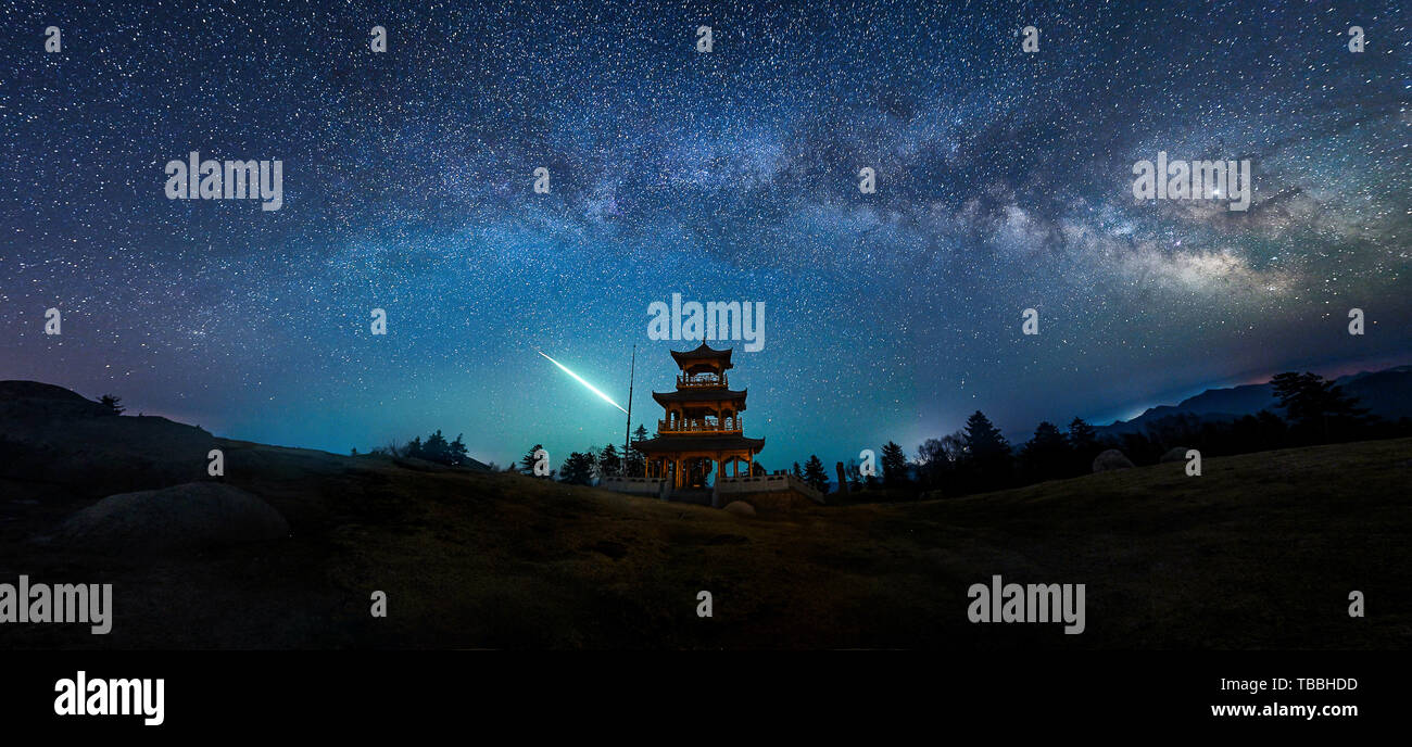 Galactic panoramic meteor Stock Photo - Alamy
