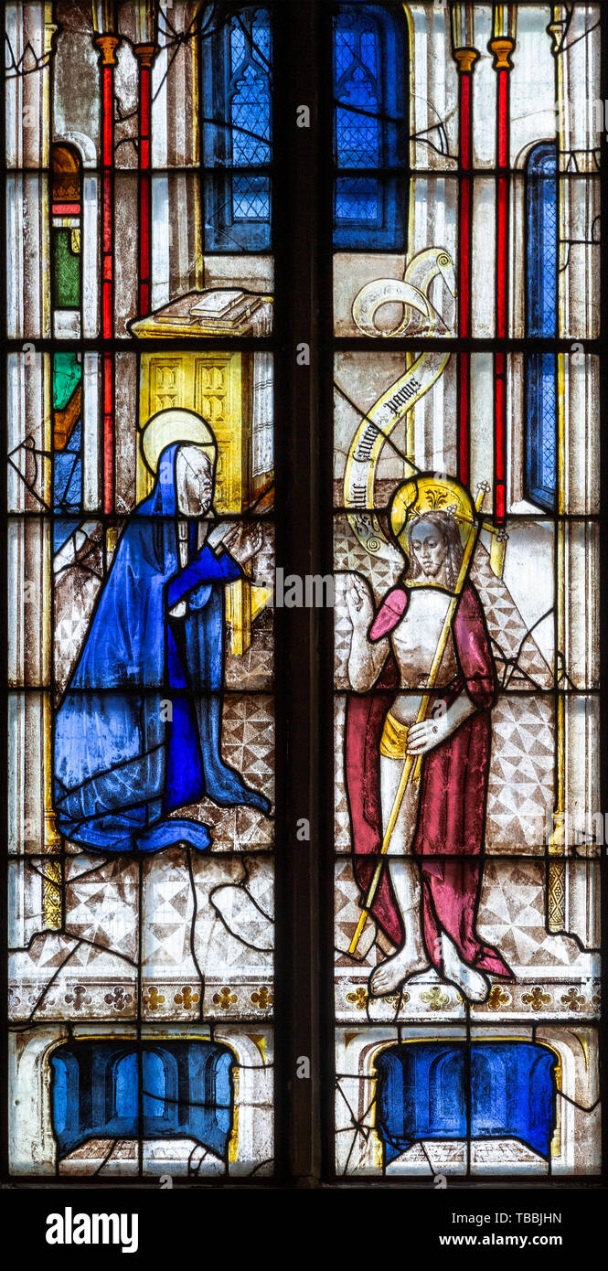 Sixteenth century stained glass windows inside church of Saint Mary ...