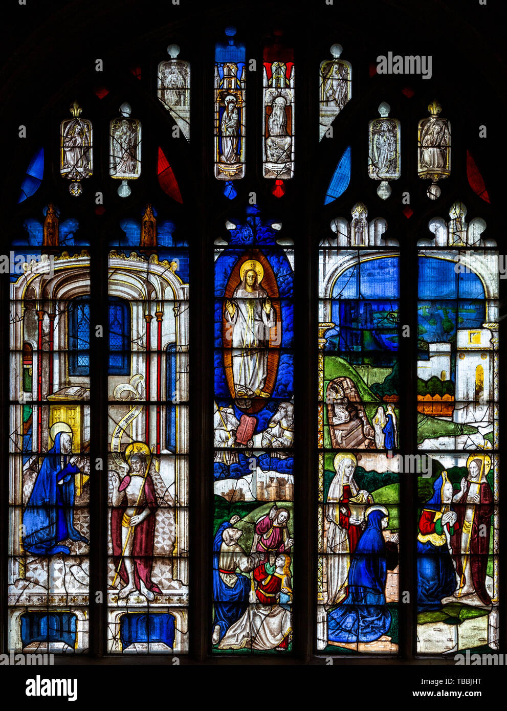 Sixteenth century stained glass windows inside church of Saint Mary ...