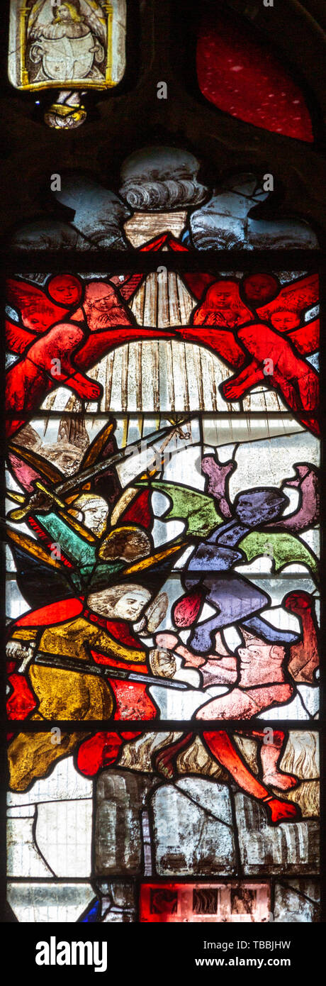 Sixteenth century stained glass windows inside church of Saint Mary ...