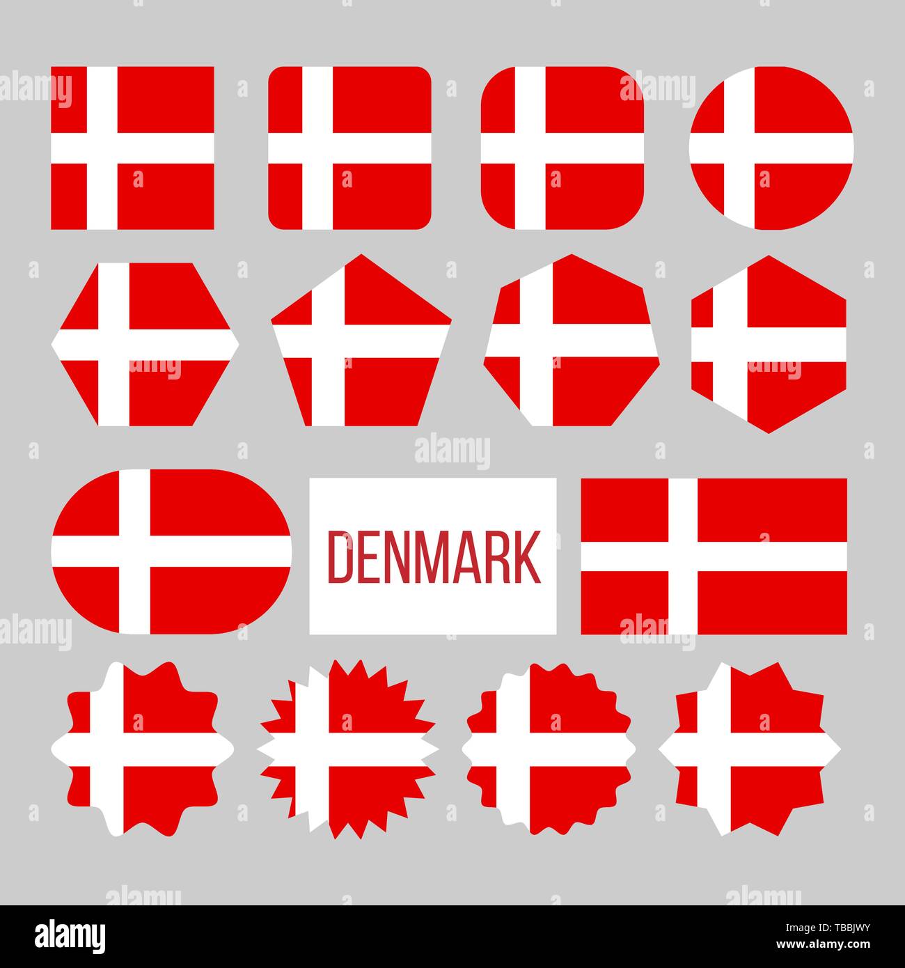 Denmark Flag Collection Figure Icons Set Vector Stock Vector Image ...