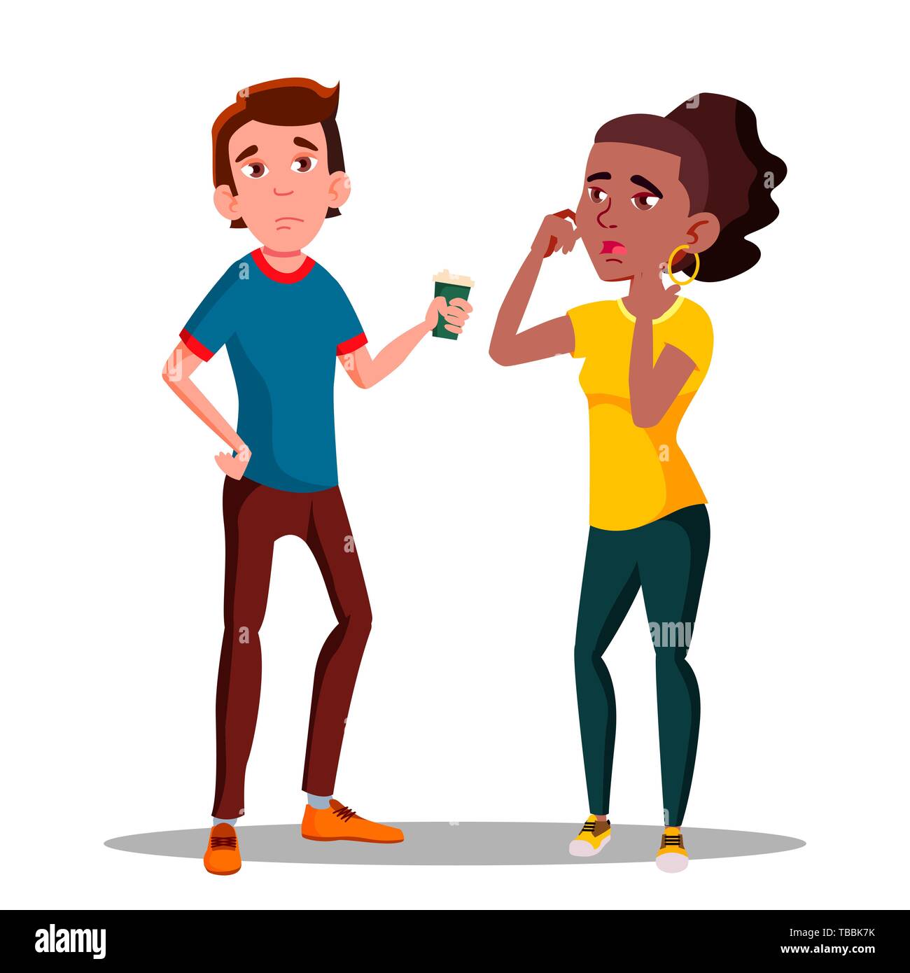 Sleepy Tired Characters Young Man And Girl Vector Stock Vector Image ...