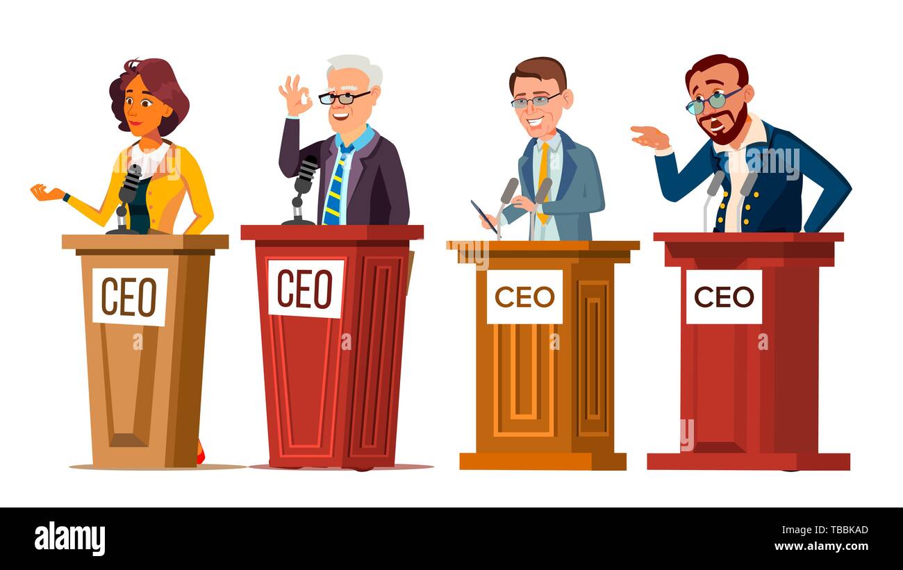 Character Ceo Talking From Tribune Set Vector Stock Vector Image & Art ...