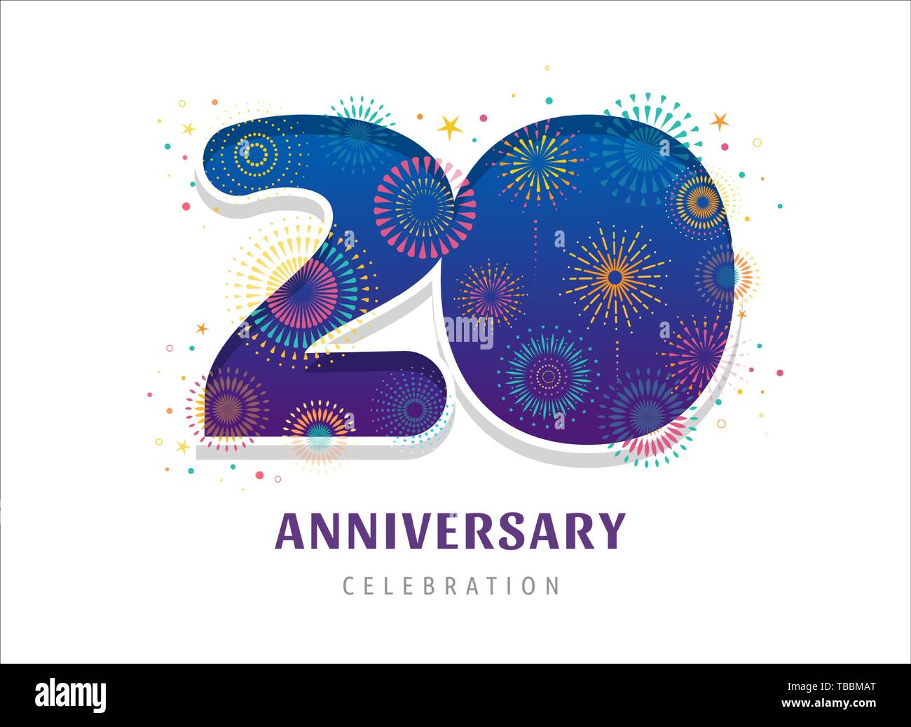 Anniversary fireworks and celebration background, number and ...