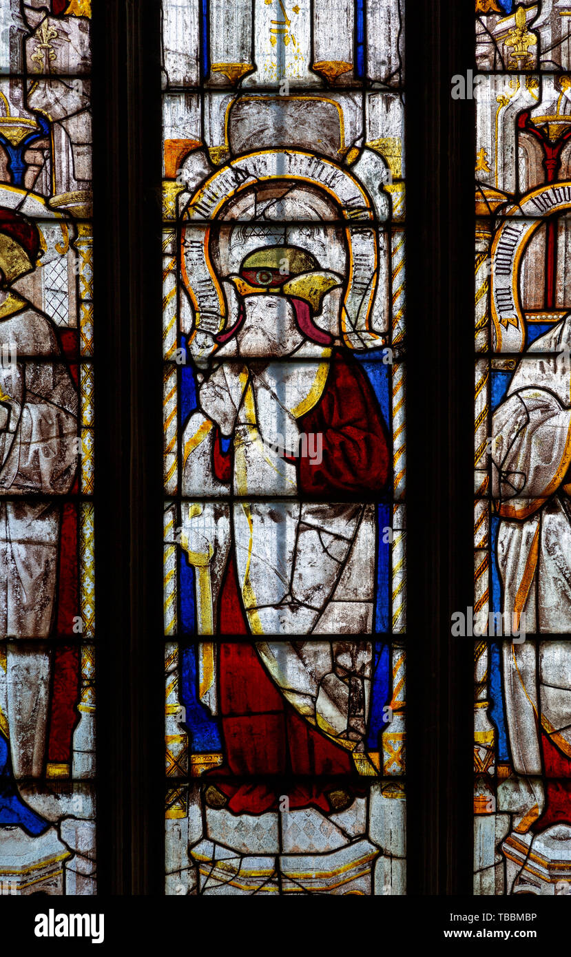 Sixteenth century stained glass windows inside church of Saint Mary ...