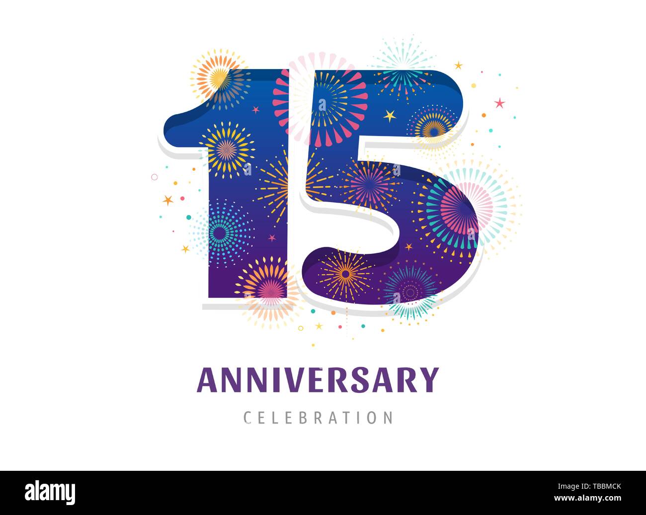 Anniversary fireworks and celebration background, number and ...