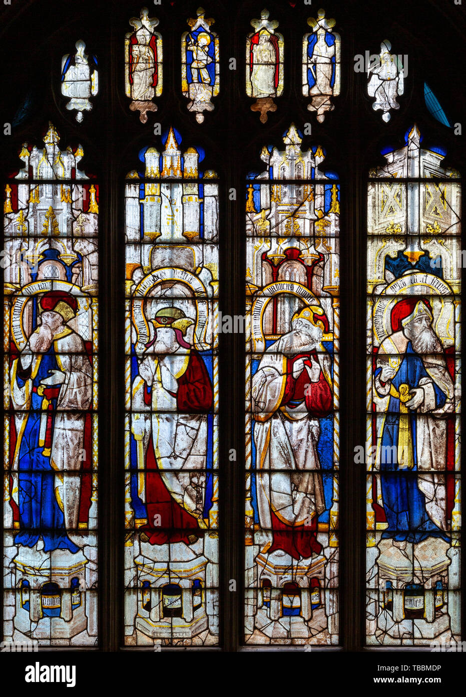 Sixteenth century stained glass windows inside church of Saint Mary ...