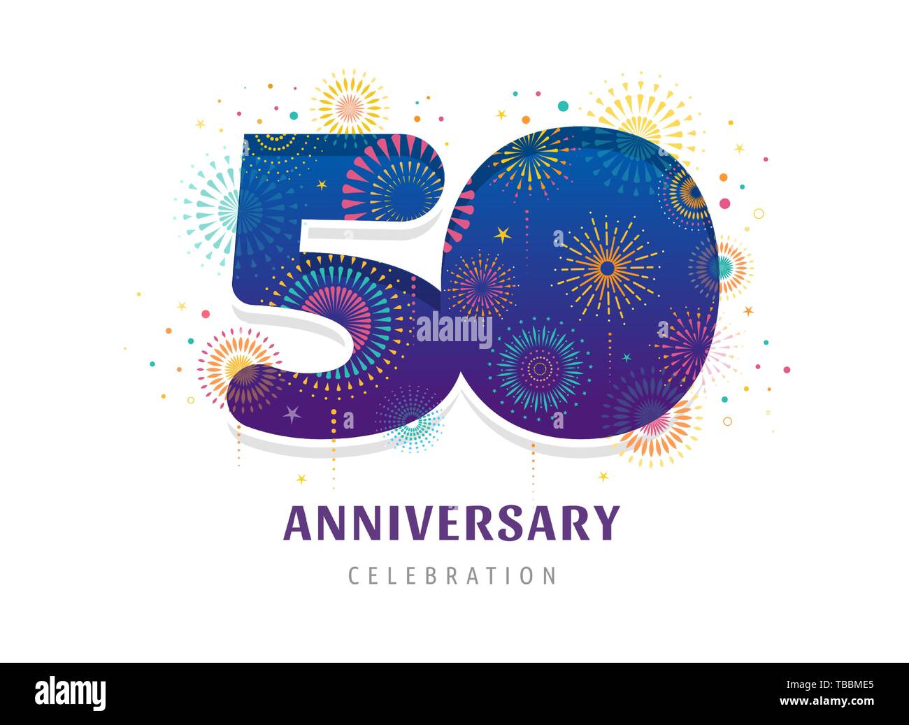 Anniversary fireworks and celebration background, number and ...