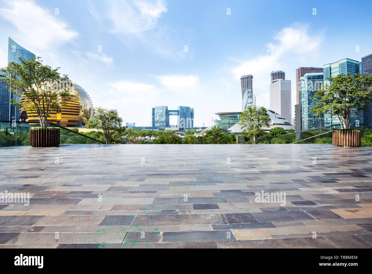 skyline and empty square front modern buildings Stock Photo - Alamy