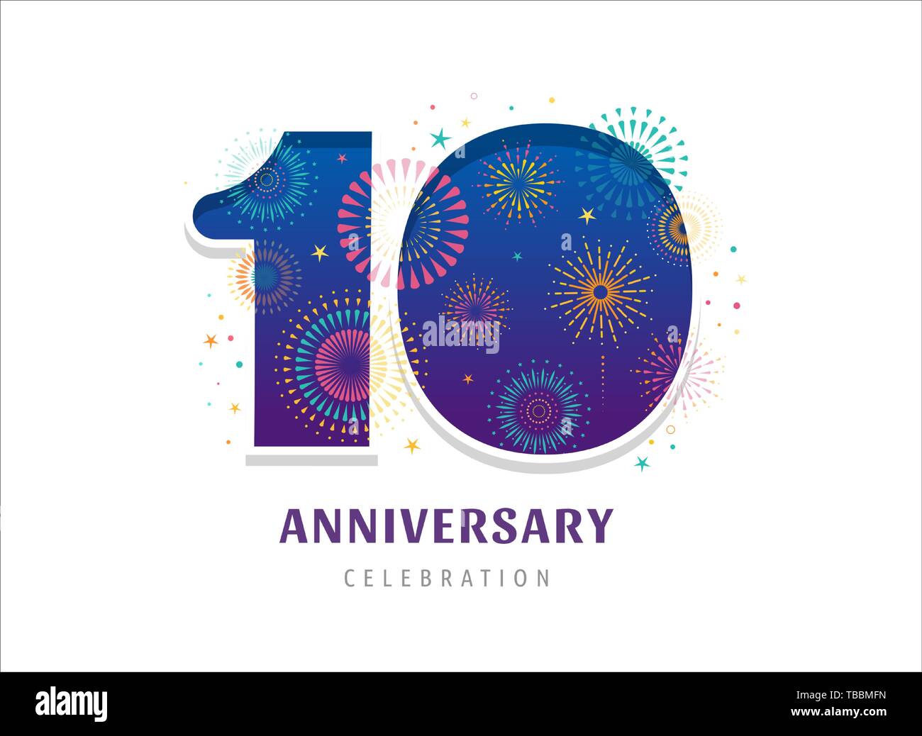 Anniversary fireworks and celebration background, number and ...