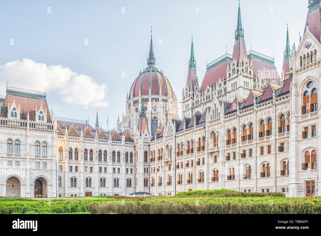 A landscape view of Budapest city, the Hungarian parliament building ...
