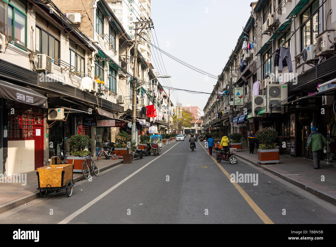 Living Scene on the Streets of Shanghai with Houses Stock Photo - Alamy