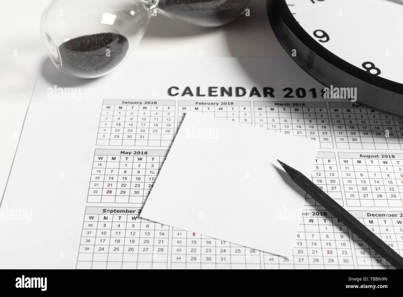 Calendar and Clock on White Background Stock Photo - Alamy