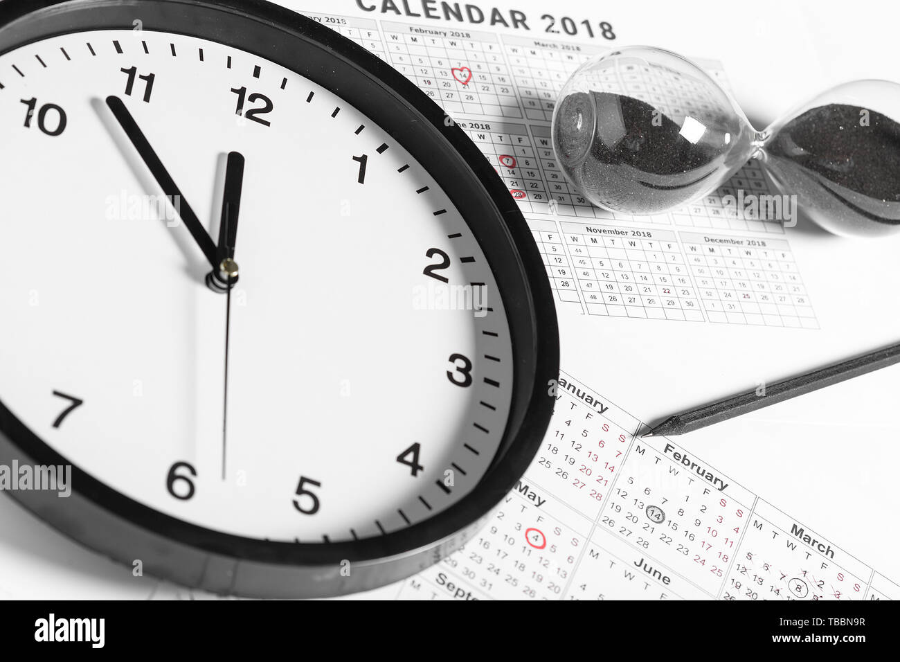 Calendar and Clock on White Background Stock Photo - Alamy