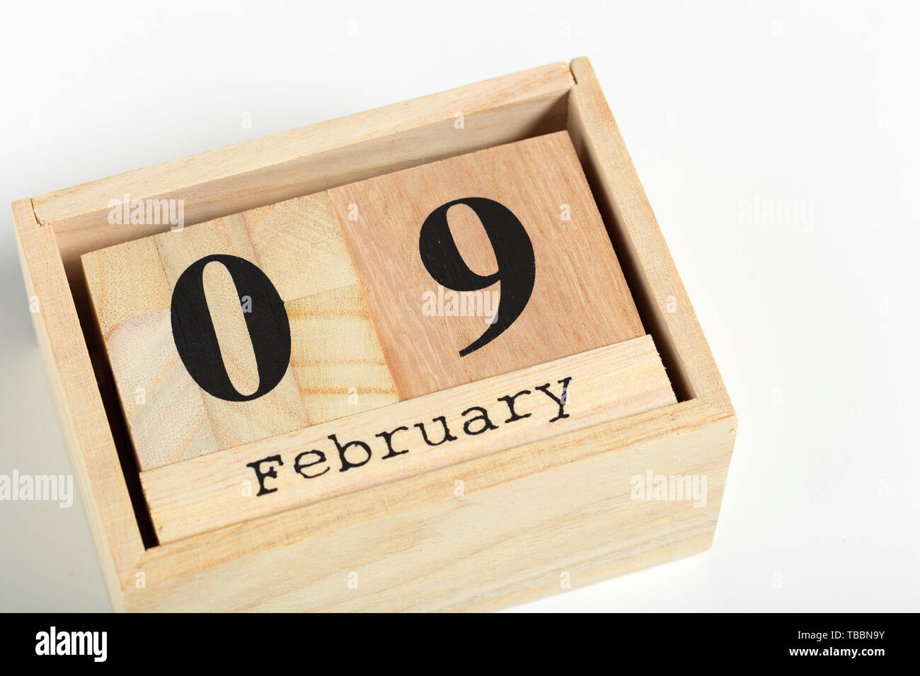 Wooden cubes with date on white background. 9th of February Stock Photo ...
