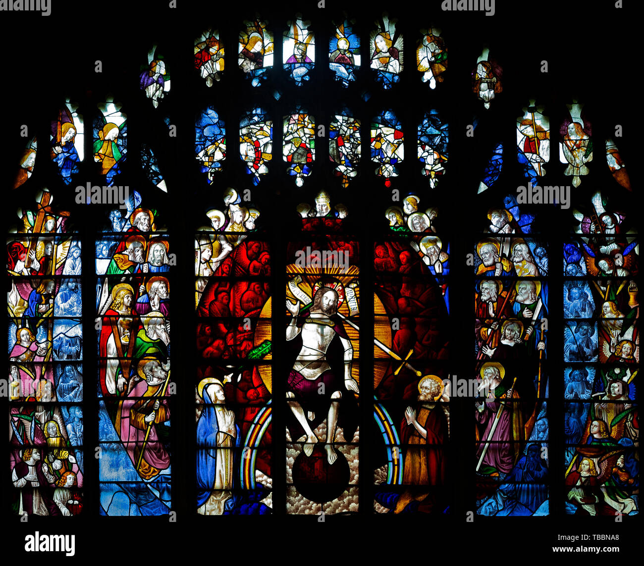 Sixteenth century stained glass windows inside church of Saint Mary ...
