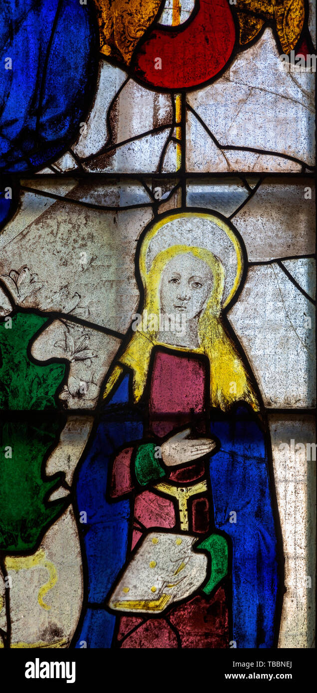 Sixteenth century stained glass windows inside church of Saint Mary ...