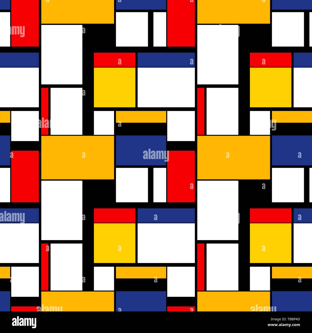 Bright colorful painting in Piet Mondrian's style, modern seamless ...