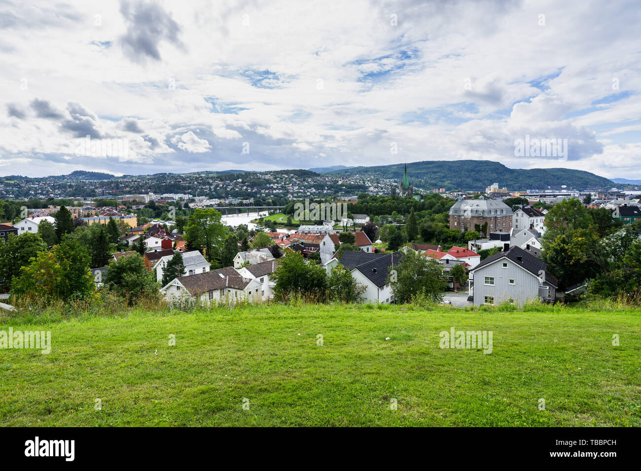 Trondheim panorama viewed from Kristiansten Fortress, Norway Stock ...