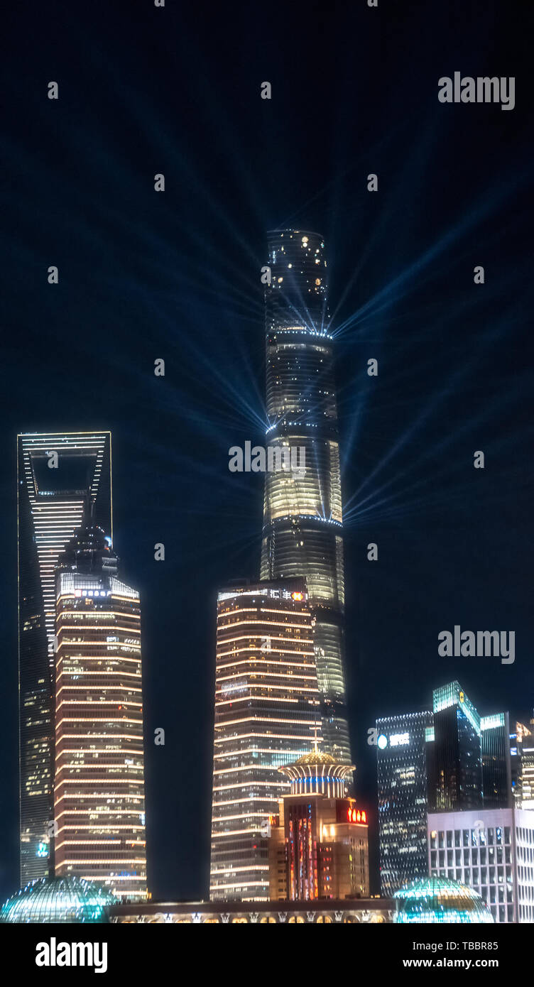 Lighting show at Shanghai Central Building Stock Photo - Alamy
