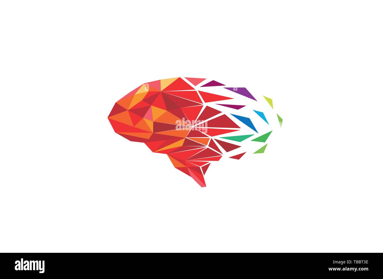 Creative Colorful Pixel Polygonal Brain Logo Vector Illustration Stock ...