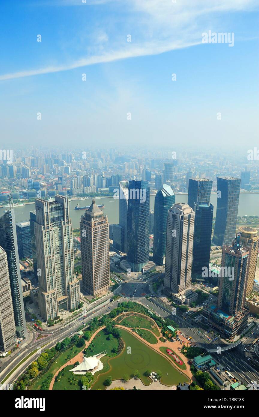 Shanghai urban city aerial view with skyscrapers Stock Photo - Alamy