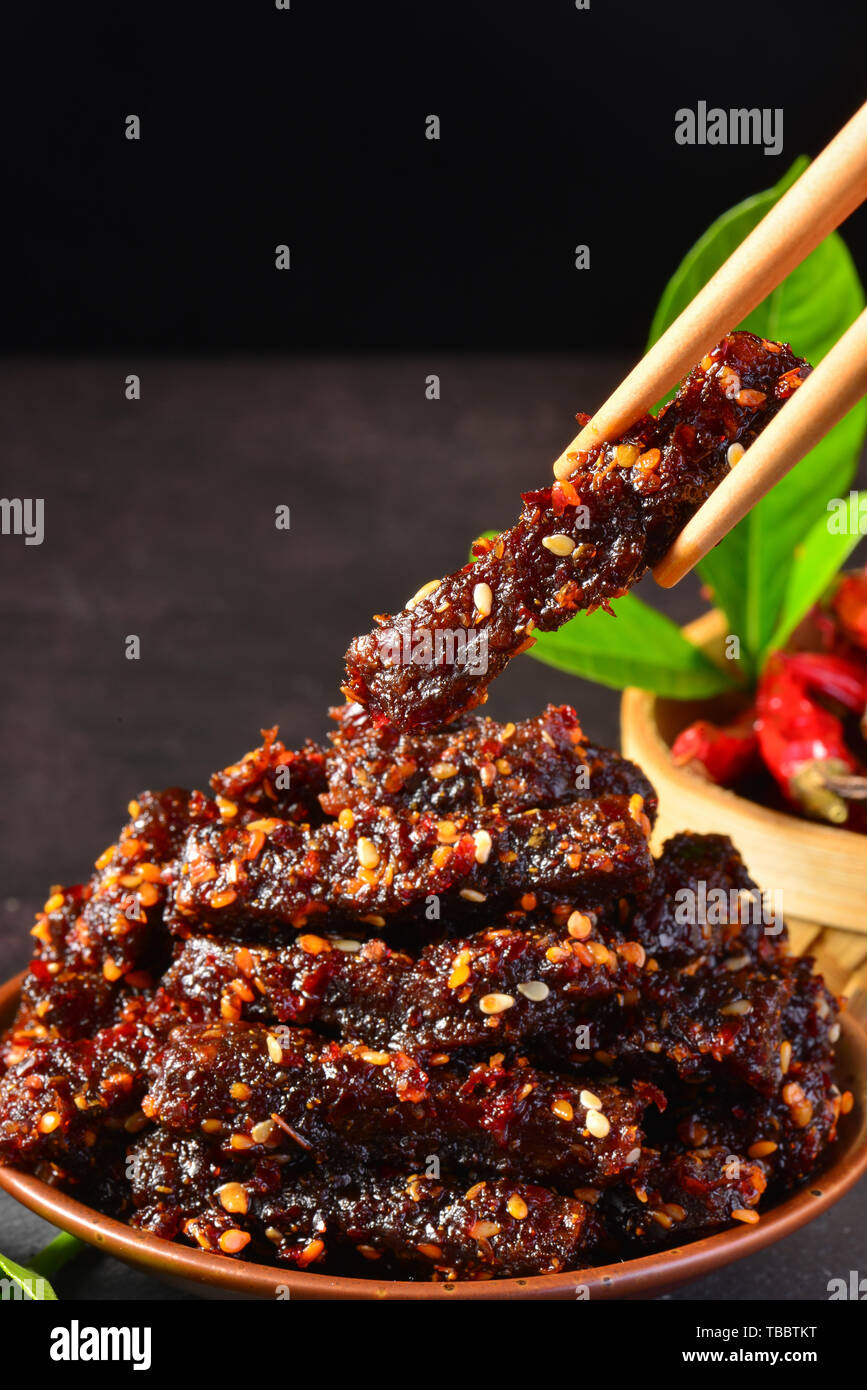 Spicy beef strips Stock Photo - Alamy