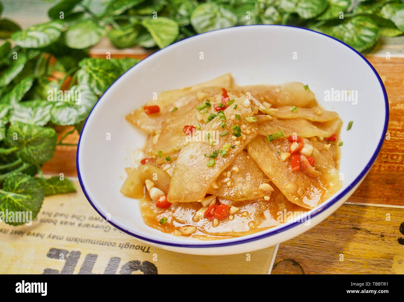 Home-cooked braised radish slices Stock Photo - Alamy