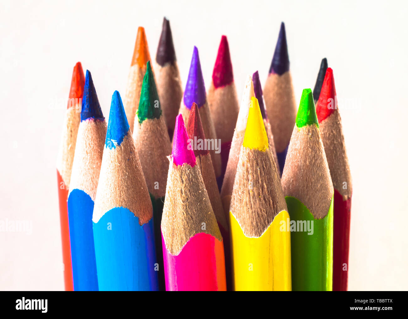 Color pencils isolated on a white background, round pattern Stock Photo ...