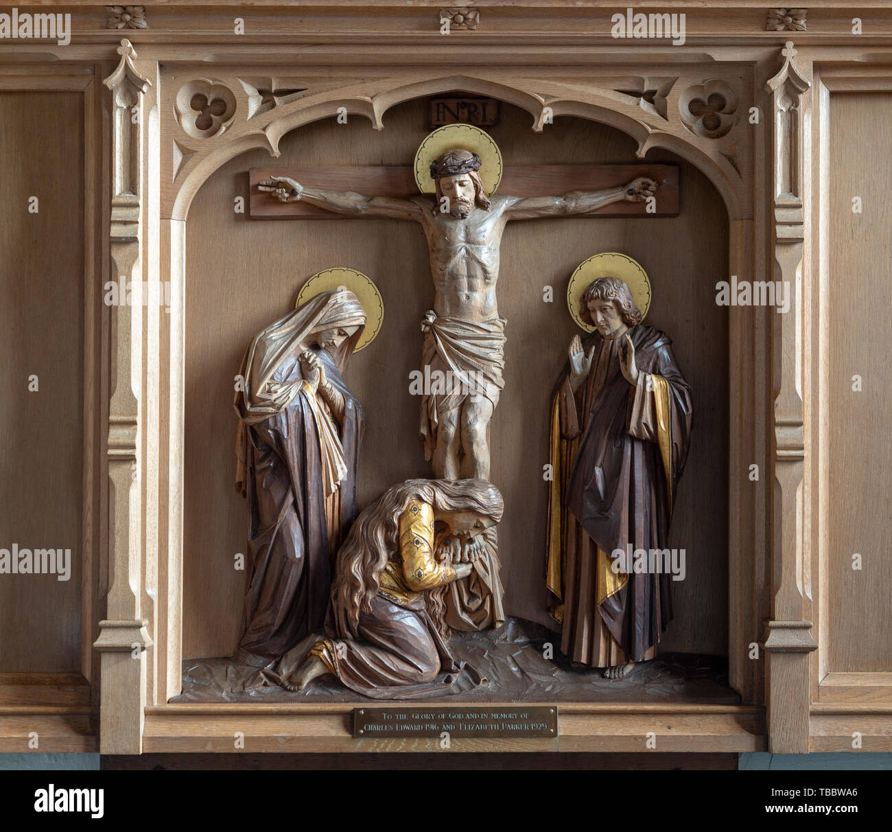 Reredos altar carved figures Jesus Christ church of Saint Peter and ...