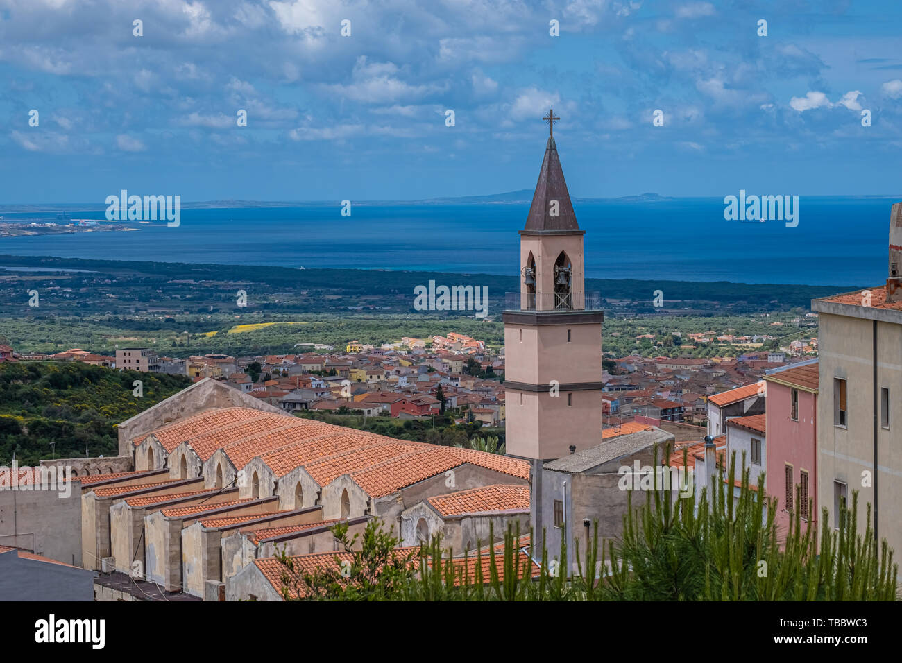 The charming hilltop village of Sorso, facing the Gulf of Asinara ...