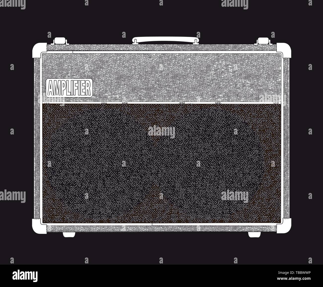 A classic rock and roll valve amplifier in line drawing Stock Vector ...