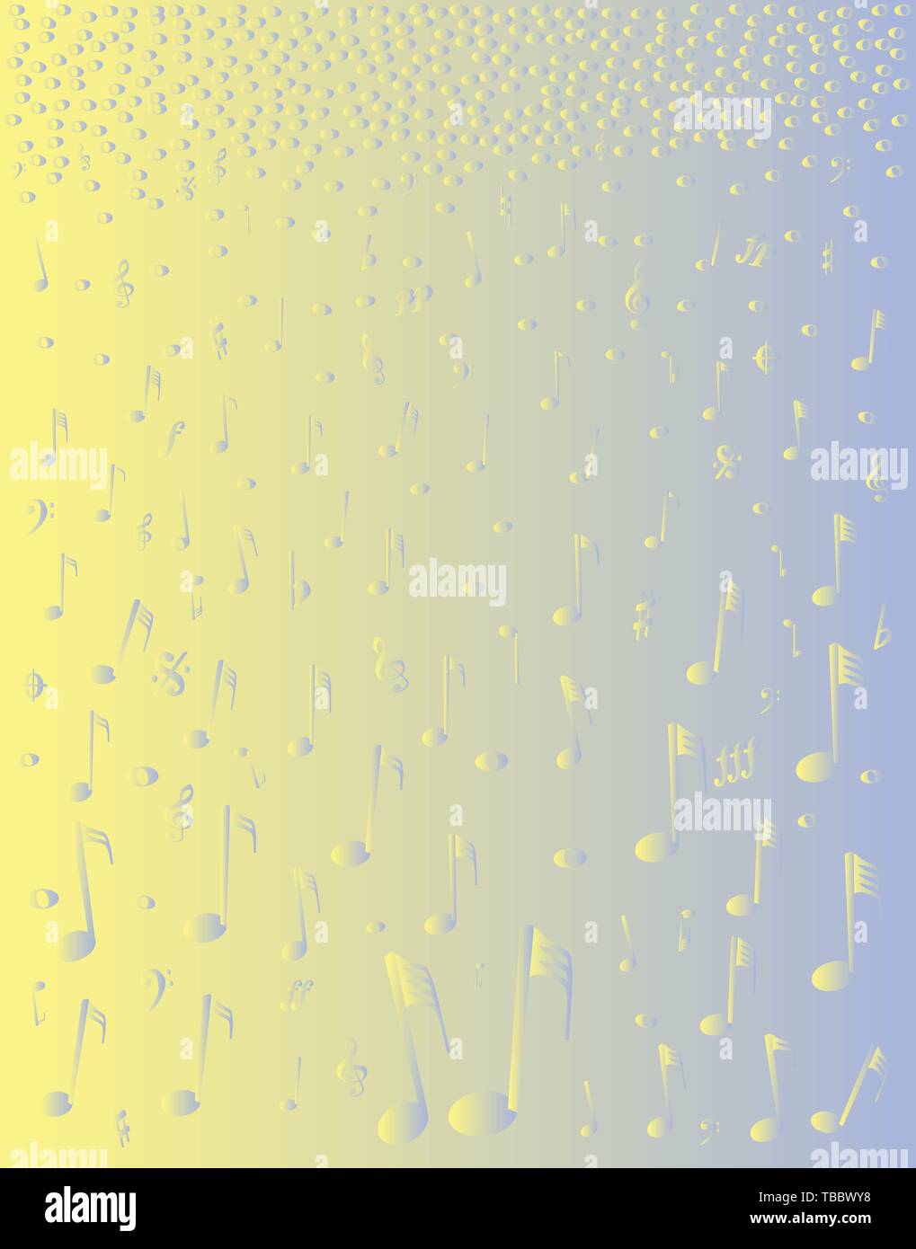 A selection of musical notes and symbols falling as if snow Stock ...