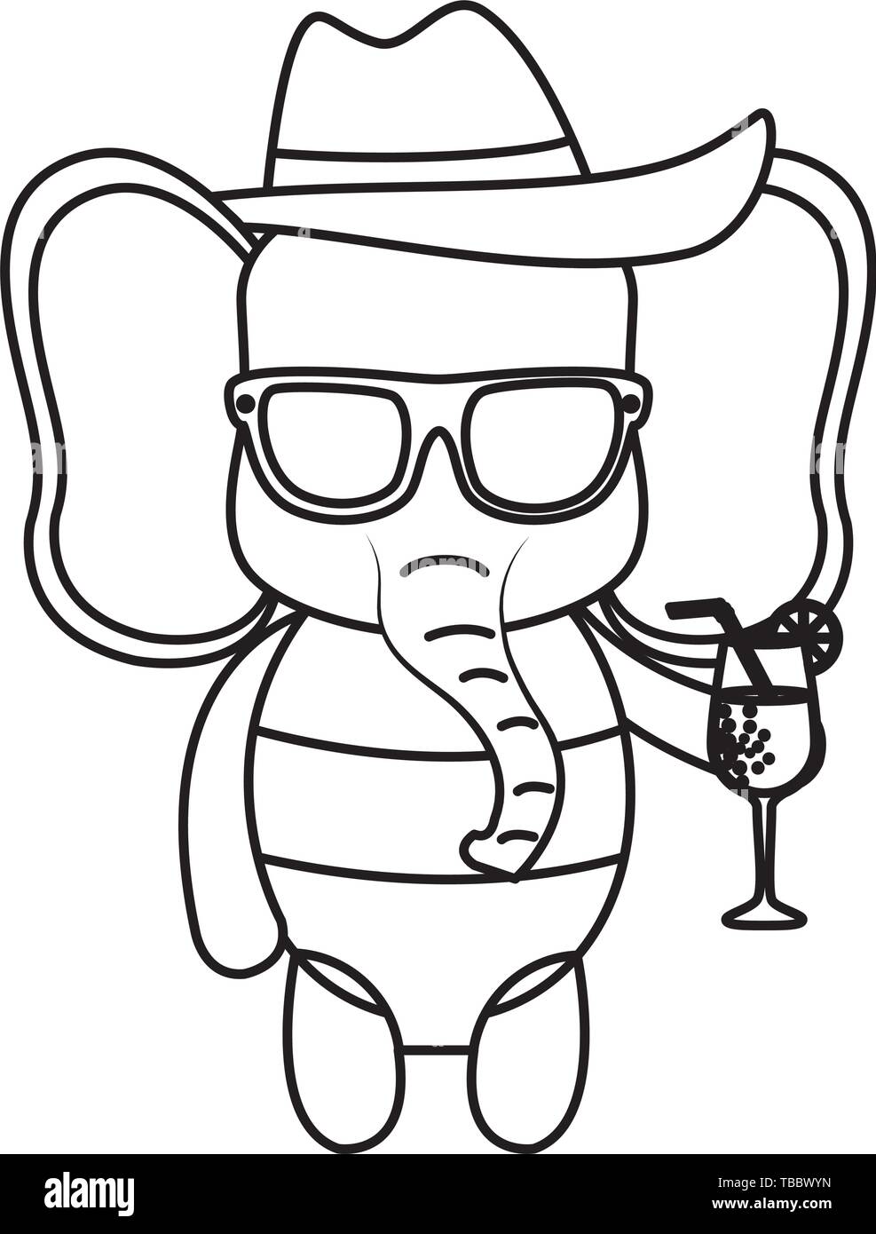 Straw summer hat glasses Stock Vector Images - Alamy