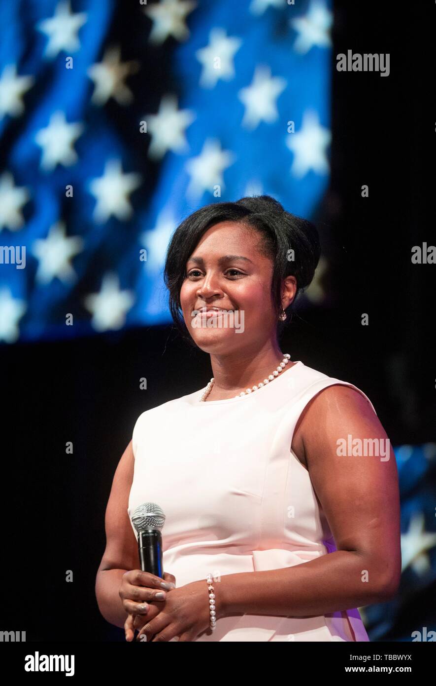 Soprano Chantal Freeman sings America the Beautiful at the opening of ...