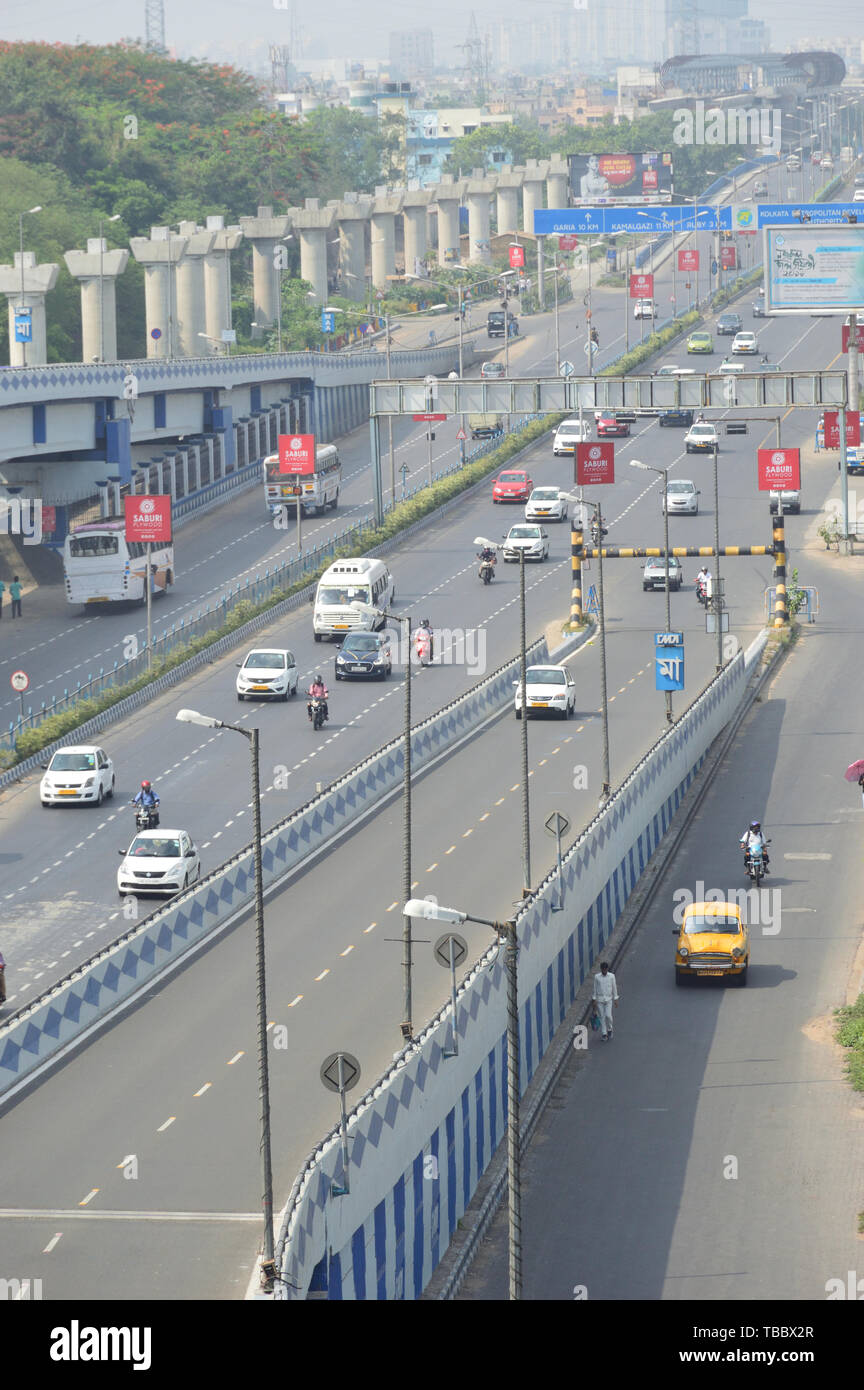 South bound ramps of the Maa Flyover near Parama island on EM Bypass ...