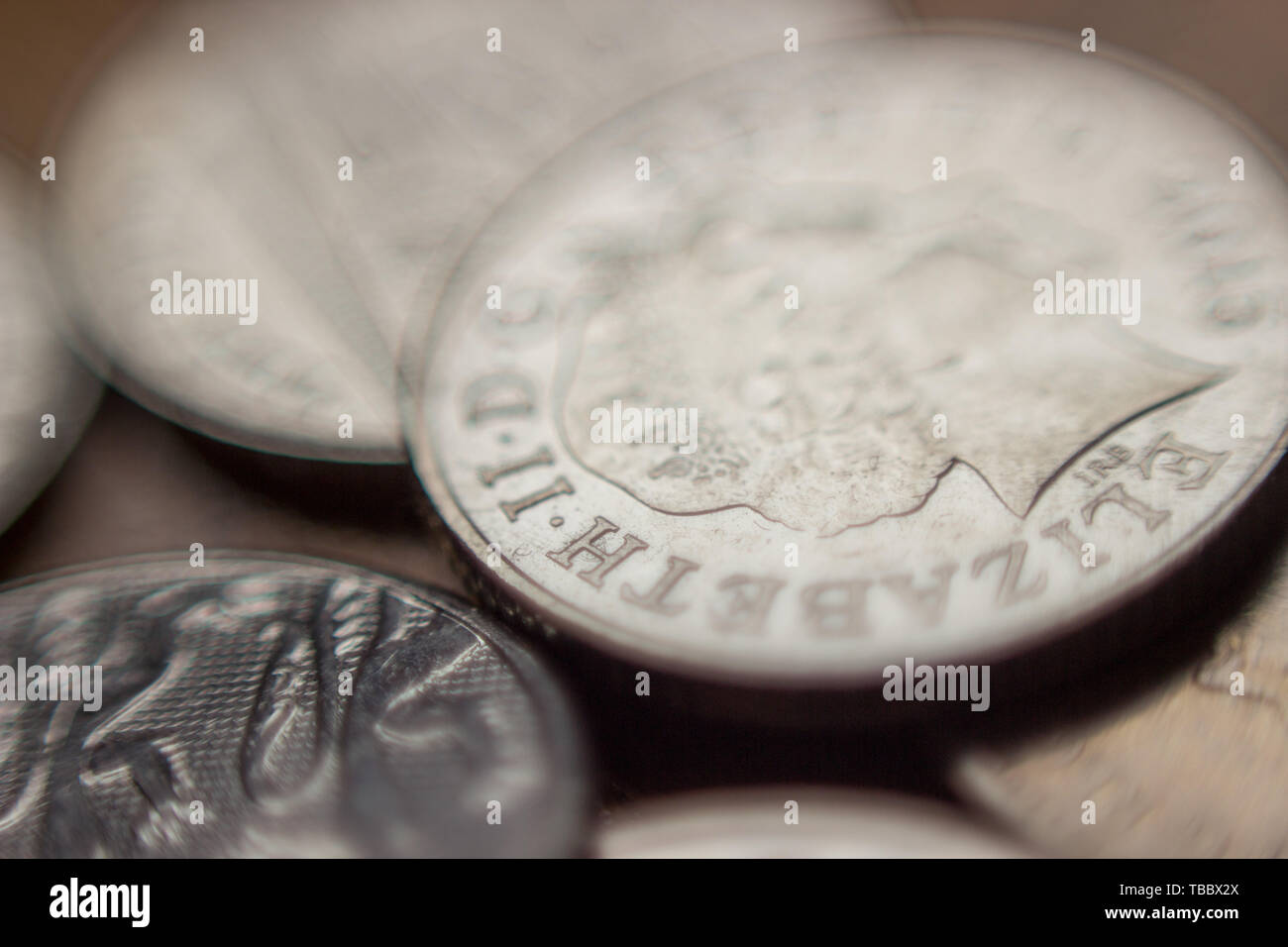 Stack of British 10 pence coin Stock Photo - Alamy