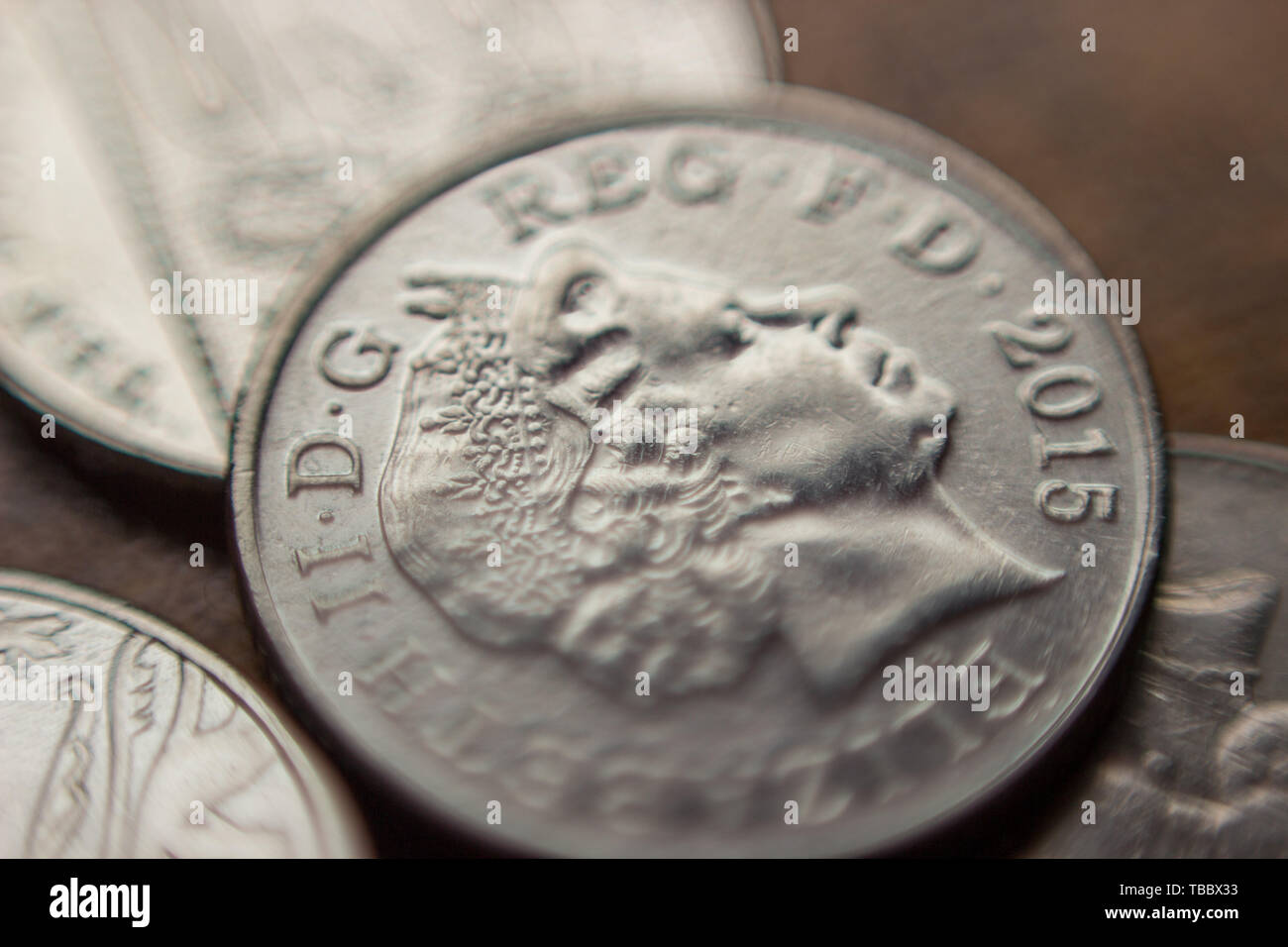 Stack of British 10 pence coin Stock Photo - Alamy