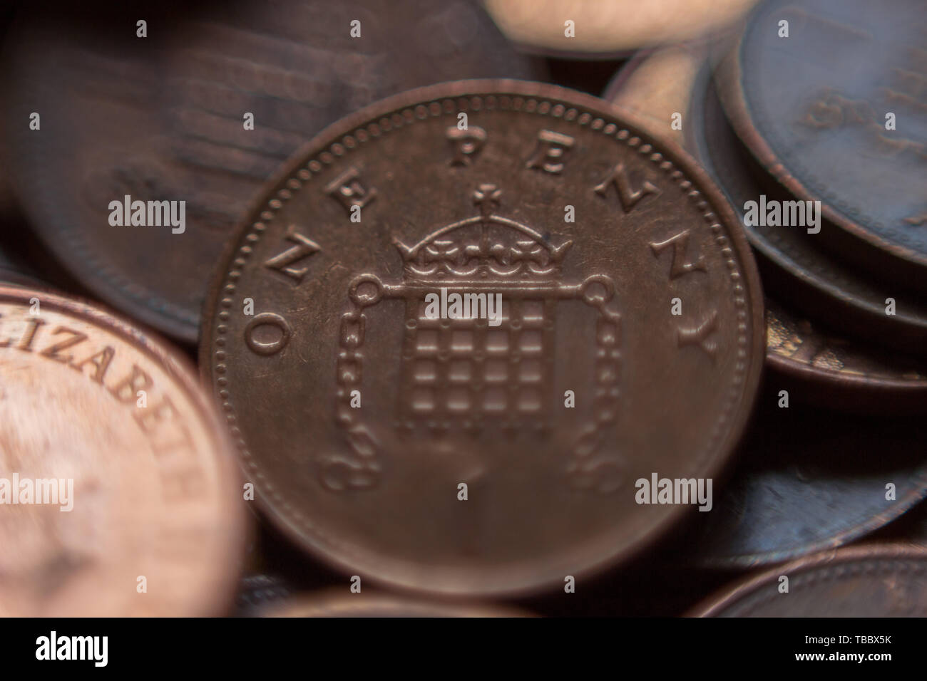 Pile of British 1 pence coins Stock Photo - Alamy