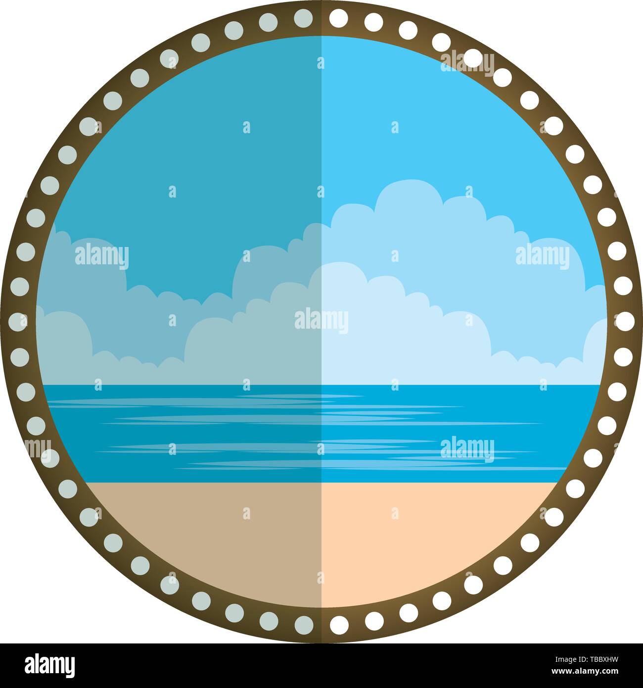 circular frame with summer beach seascape Stock Vector Image & Art - Alamy