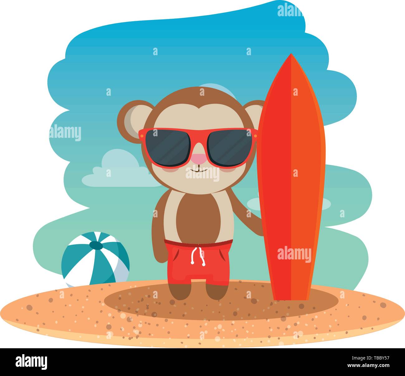 Monkey on monkey beach monkey Stock Vector Images - Alamy