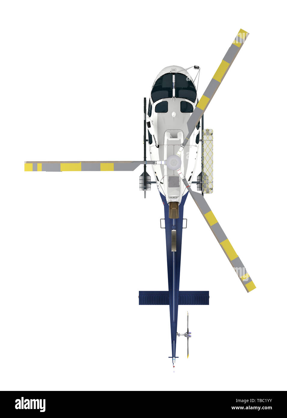 helicopter top view isolated on white. 3d rendering Stock Photo - Alamy