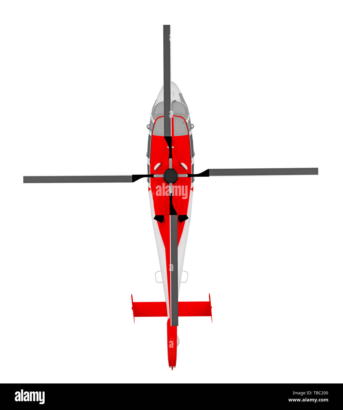 helicopter top view isolated on white. 3d rendering Stock Photo - Alamy