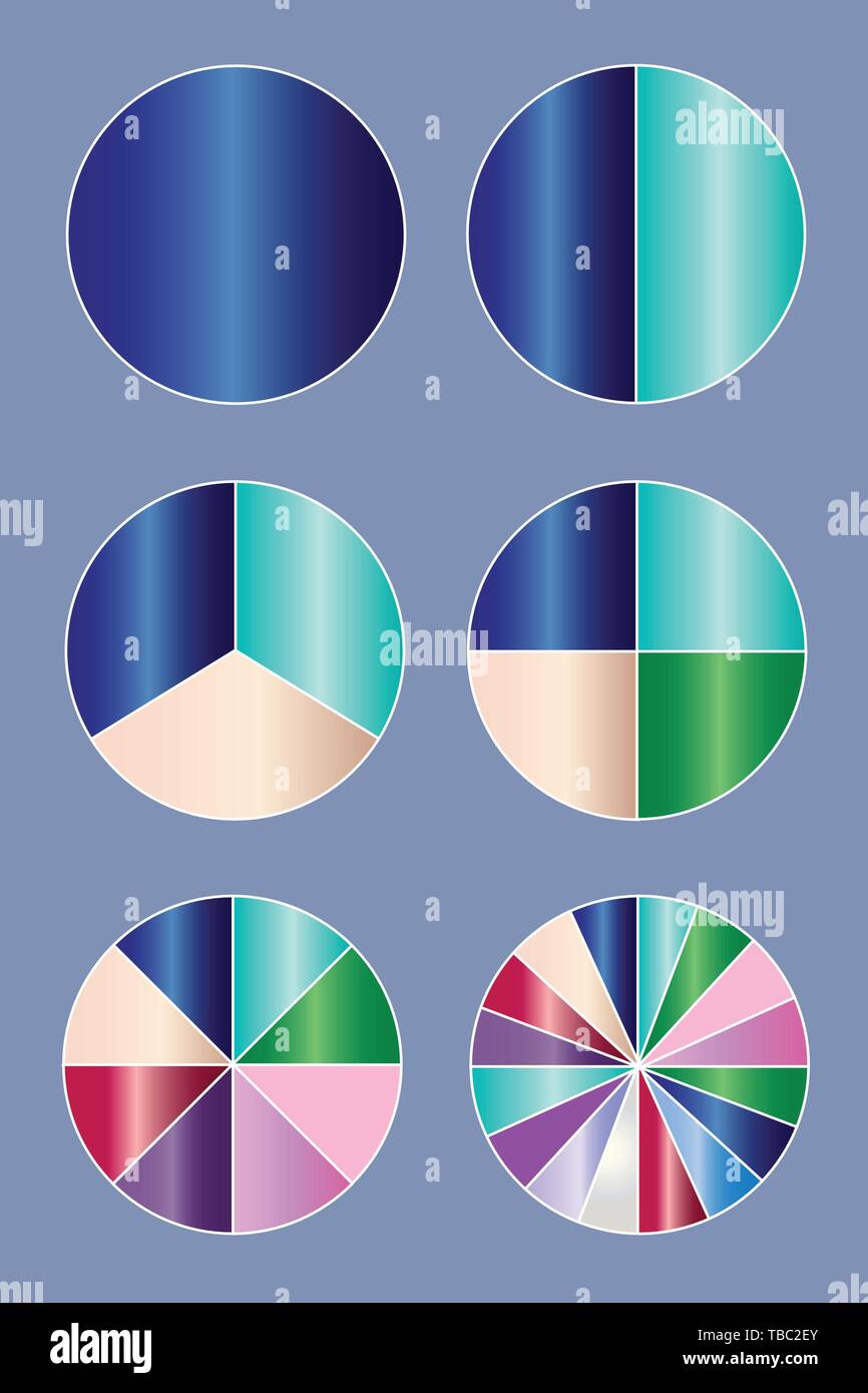pie charts in multiple colors - diagrams for infographics Stock Vector ...