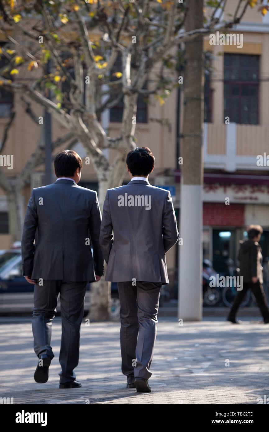 Outdoor scene for two business people Stock Photo - Alamy