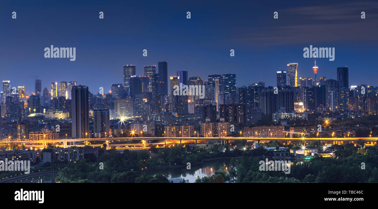 City center with skyscrapers city appearance of dusk buildings ...
